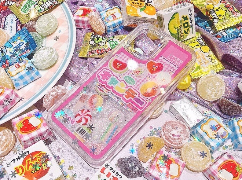 Juicy Candy Gummy Cute Pink Holographic Quicksand Flowing Liquid ...