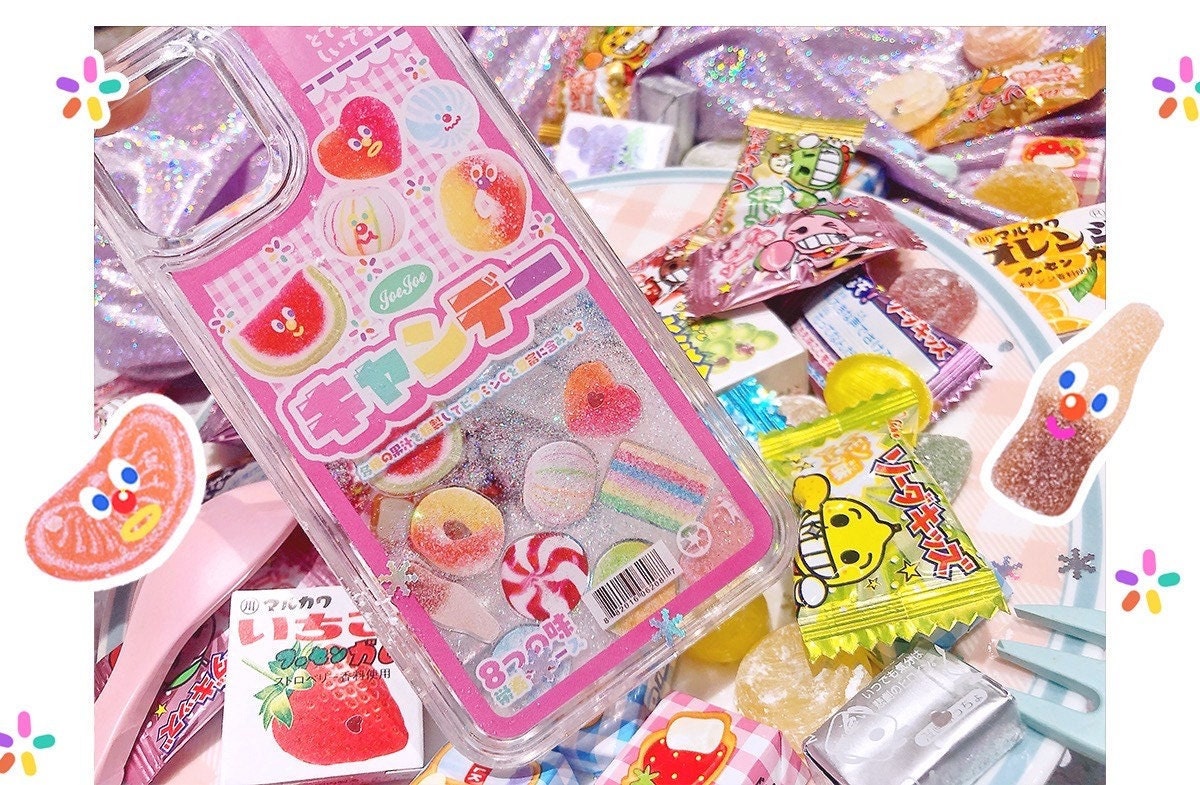 Juicy Candy Gummy Cute Pink Holographic Quicksand Flowing Liquid ...