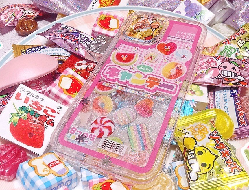 Juicy Candy Gummy Cute Pink Holographic Quicksand Flowing Liquid ...