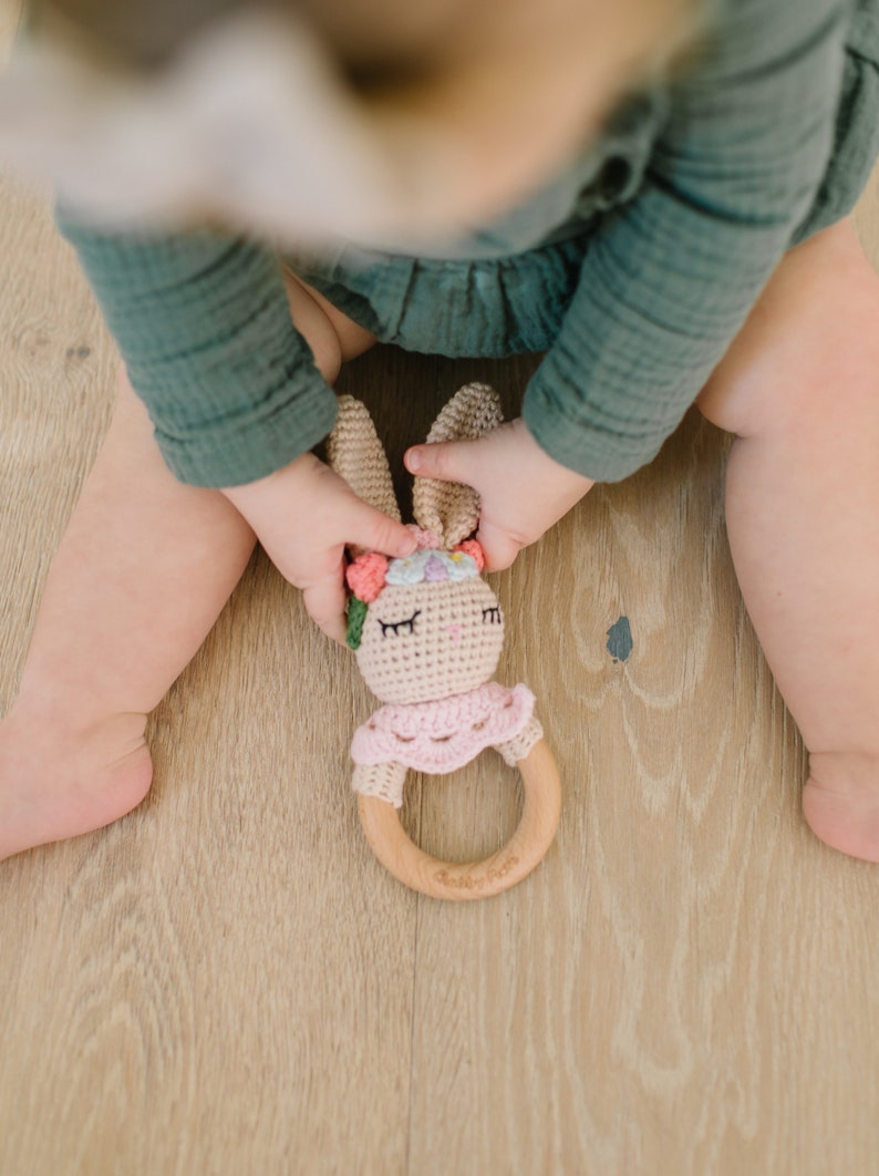 1 Year Old Girl Gift, Baby Teether, Crochet Rattle, Newborn Gift, Christening Gifts, Baby Shower ...