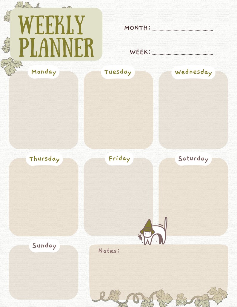 Cute Notes Fall Themed Digital Planner Daily Planner for - Etsy