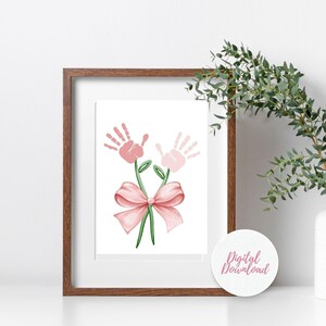 Floral Bouquet Handprint Art Craft for Toddlers, DIY Hand Print Baby ...