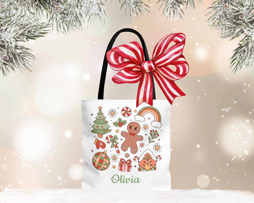 Retro Christmas Tote Bags Custom Xmas Totes Bag Gifts - Etsy