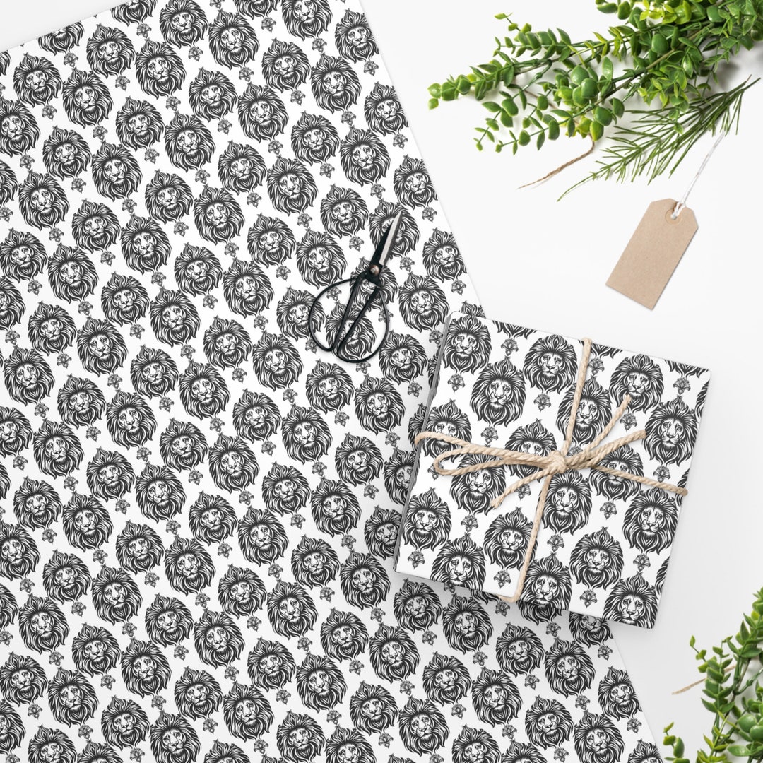 Lion Wrapping Paper Roll, Safari Animal Lover Gift Wrap for Birthday ...