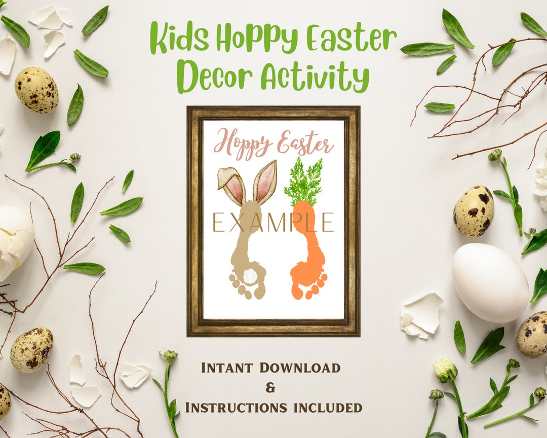 Hoppy Happy Easter Footprint Craft Handprint Feet Hand Art Print Craft ...