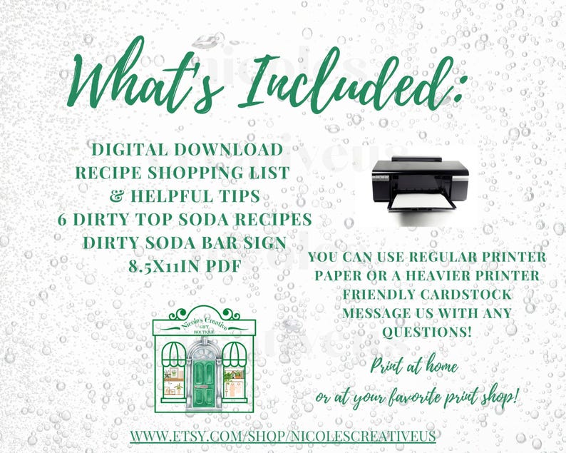 Dirty Soda Bar Sign for Birthday Party, Soda Bar Menu Kit, Signature ...