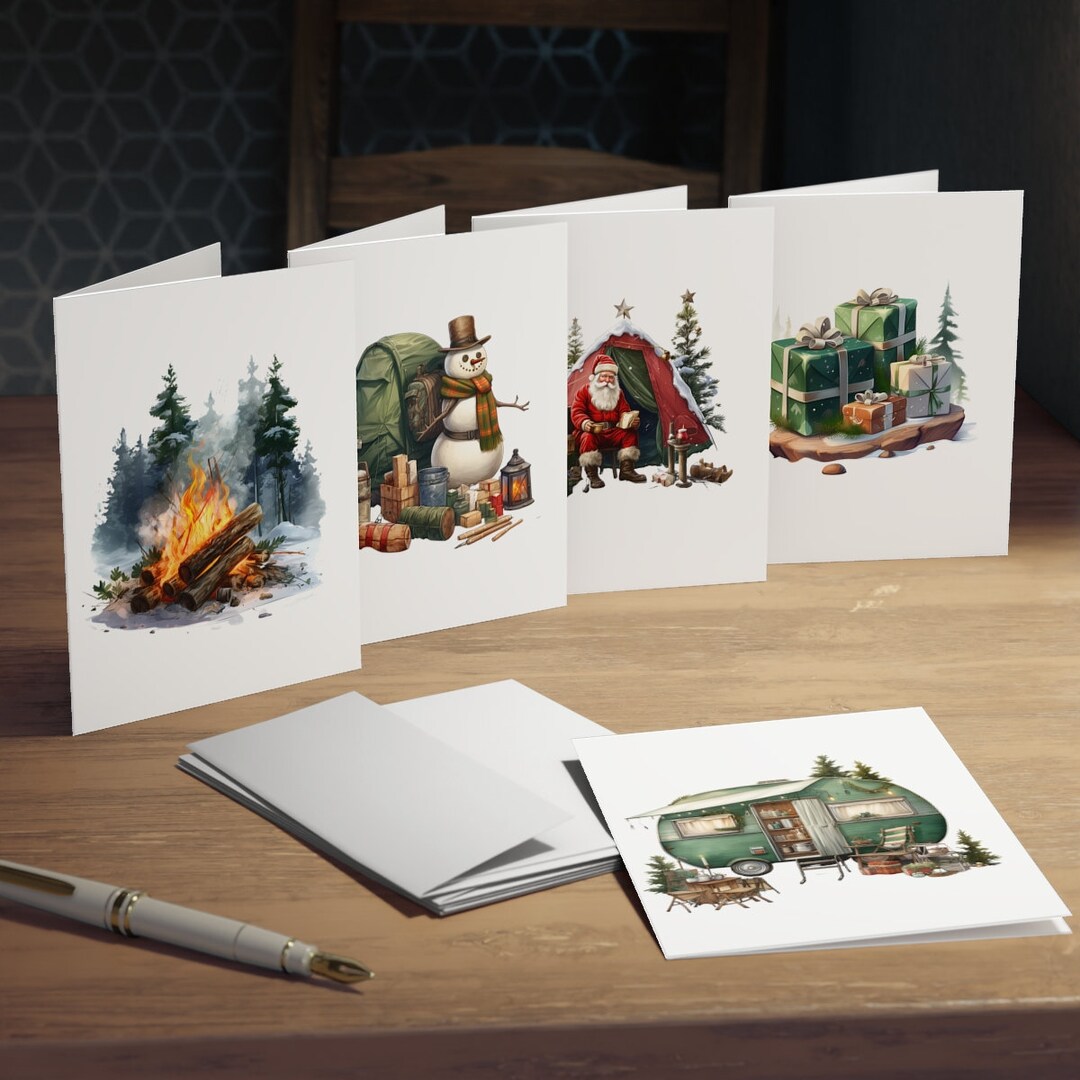 Christmas Greeting Card Set for Christmas Lovers, Camping Christmas ...