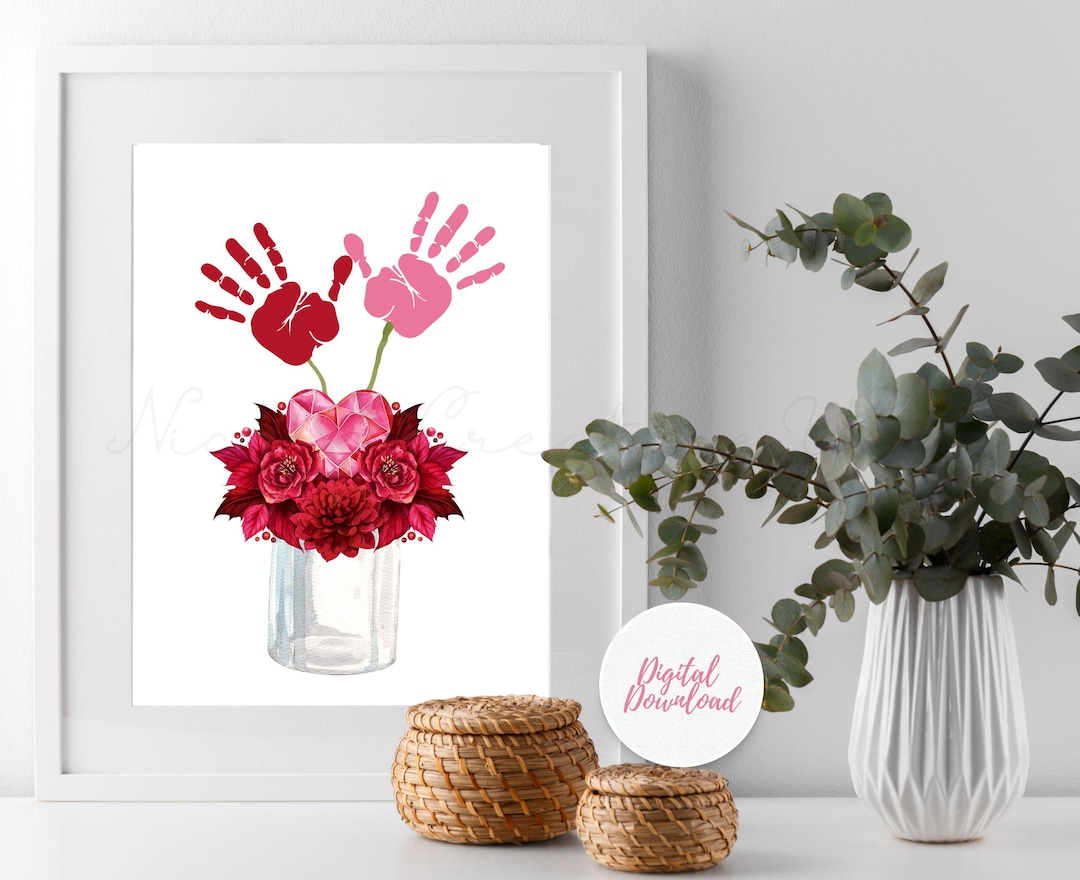 Floral Bouquet Handprint Art Craft for Toddlers, DIY Hand Print Baby ...