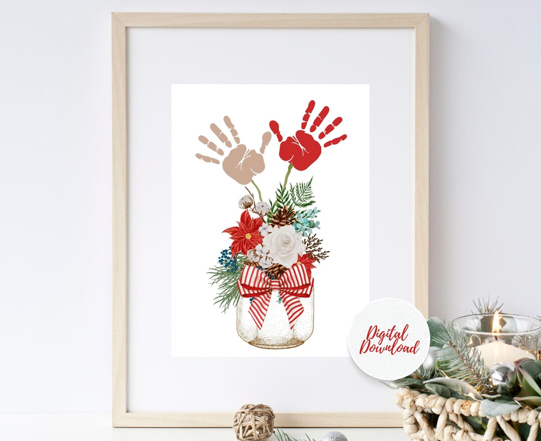 Floral Bouquet Handprint Art Craft for Toddlers DIY Hand Print Template ...