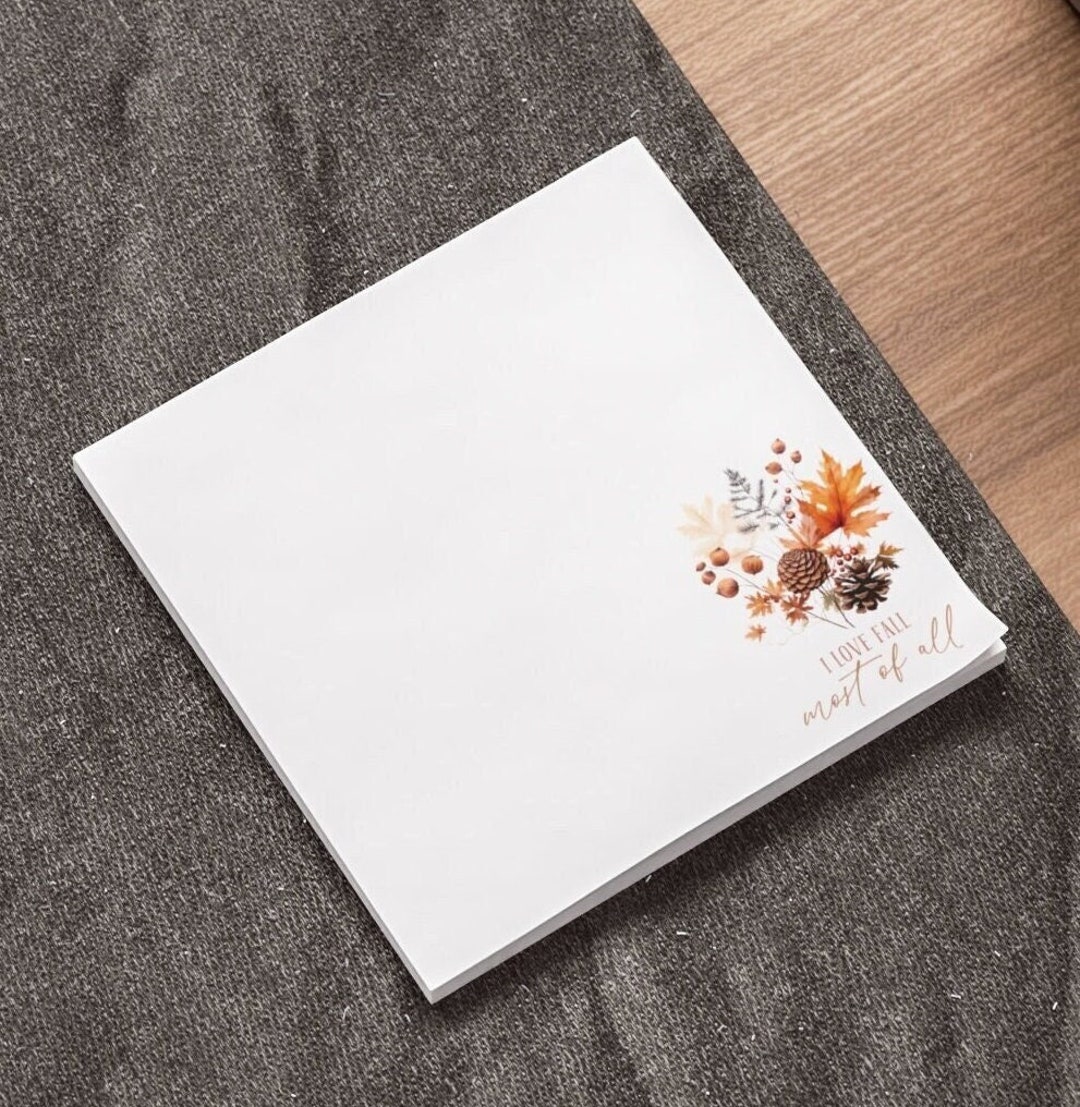 Autumn Sticky Note, Fall Post-it Note Pads, I Love Fall Most of All ...