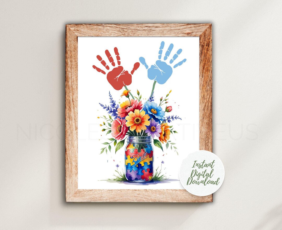 Floral Bouquet Handprint Art Craft for Toddlers, DIY Hand Print Baby ...