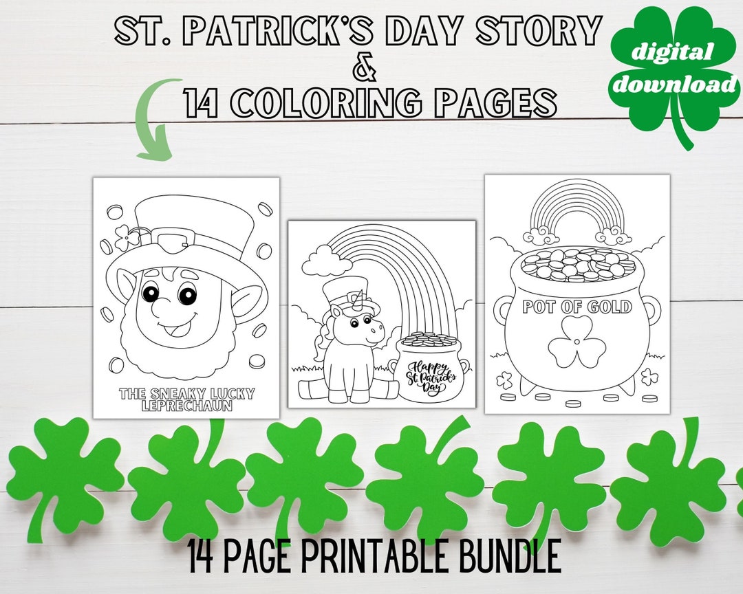 St Patricks Day Coloring Pages for Kids Coloring Page Bundle Coloring ...