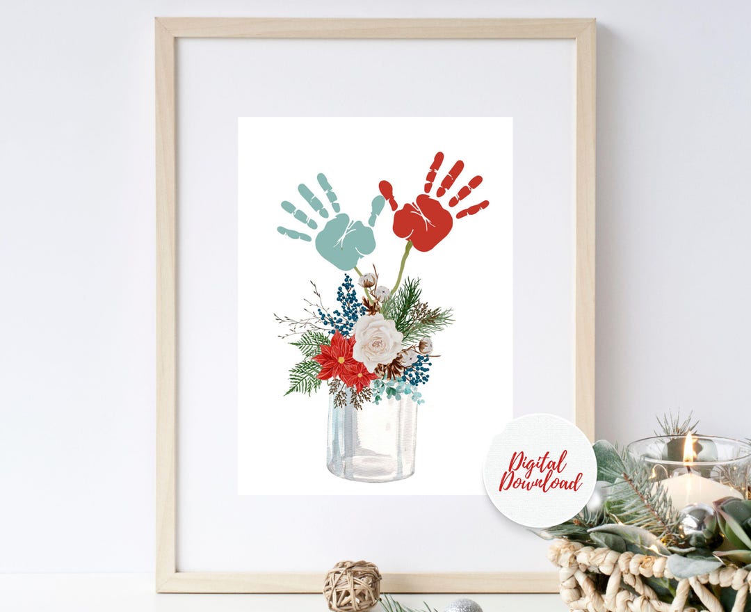 Floral Handprint Art, Christmas Keepsake Craft (digital Download) - Etsy