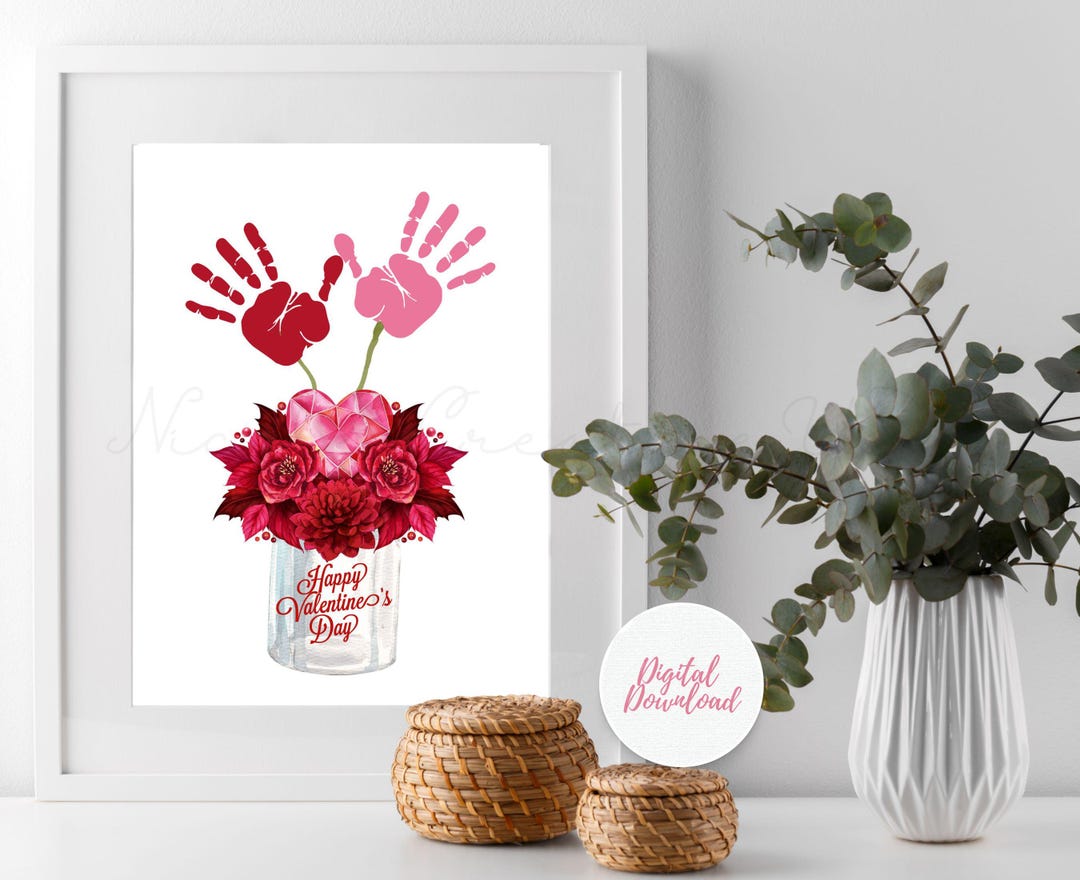 Floral Bouquet Handprint Art Craft for Toddlers, DIY Hand Print Baby ...