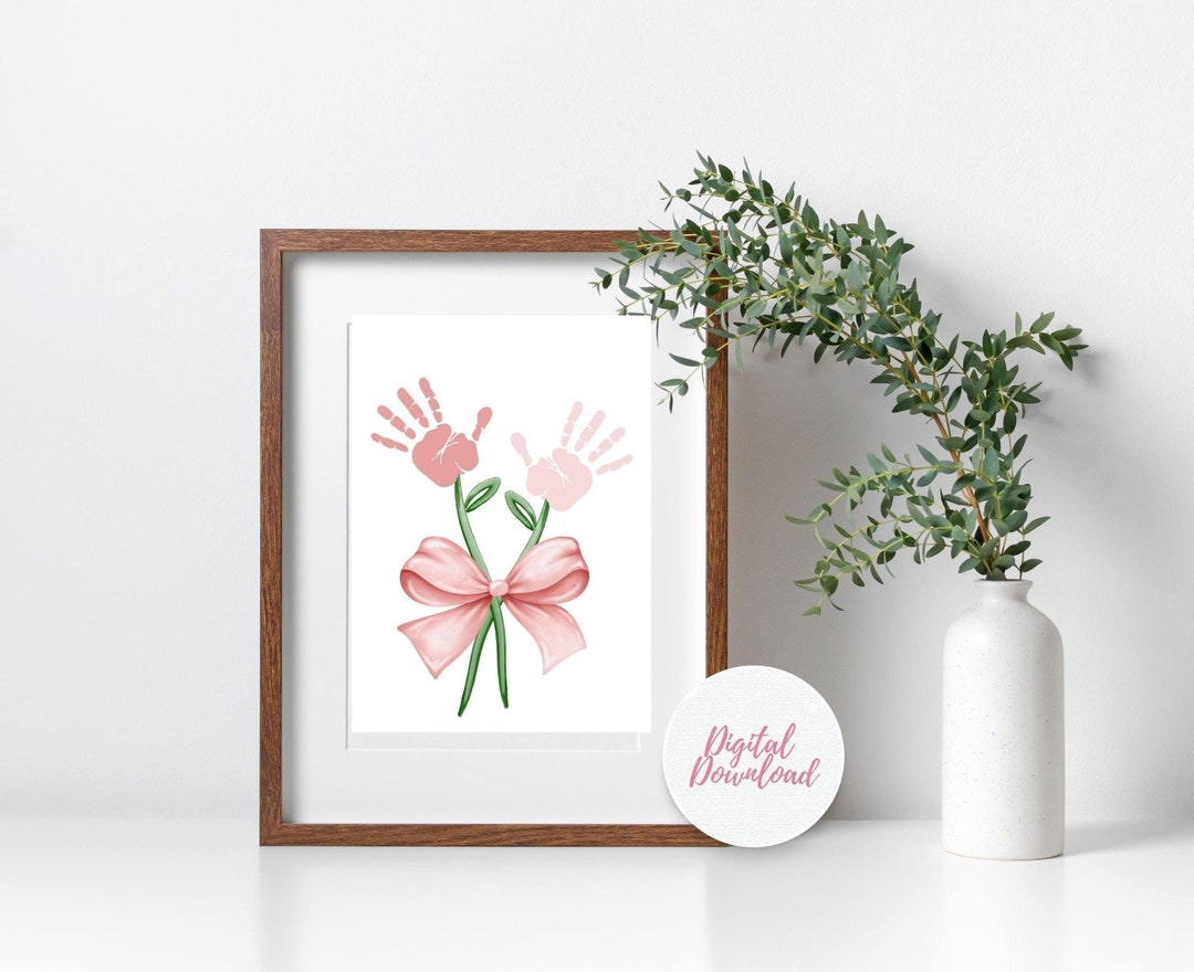 Floral Bouquet Handprint Art Craft for Toddlers, DIY Hand Print Baby ...