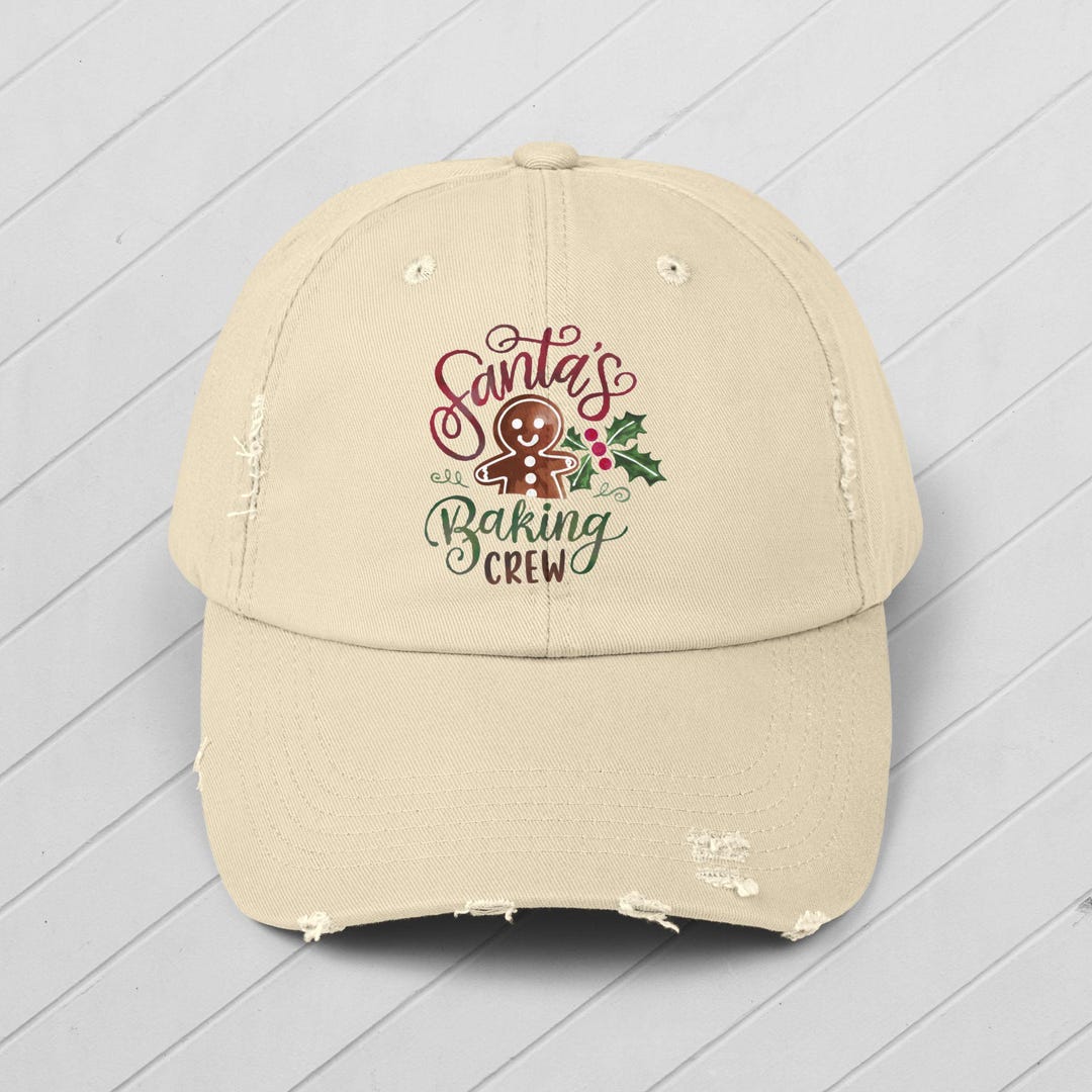 Santas Baking Crew Hat, Unisex Distressed Christmas Cap, Funny Family ...