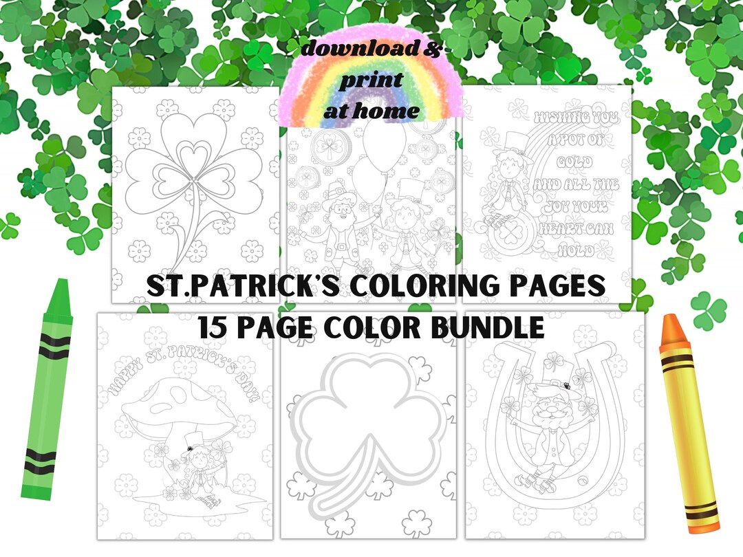 Coloring Page Bundle St Patricks Day Coloring Pages for Kids Coloring ...