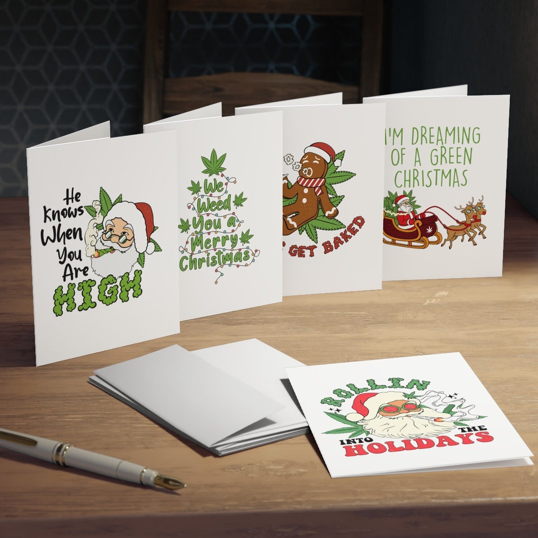 Weed Greeting Card for Christmas Retro Marijuana Holiday - Etsy