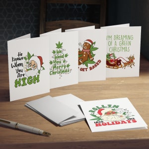 Weed Greeting Card for Christmas, Retro Marijuana Holiday Cards, Funny ...