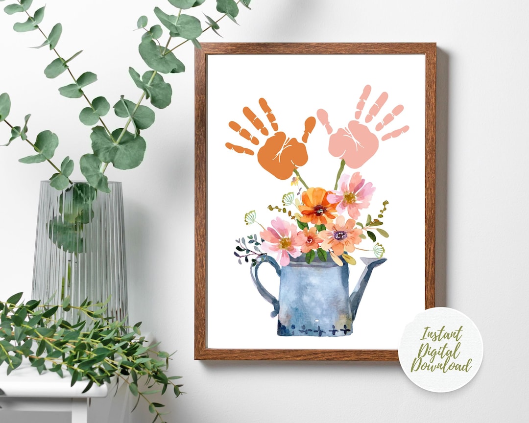 Handprint Flower Bouquet Art, Keepsake Gift (digital Download) - Etsy