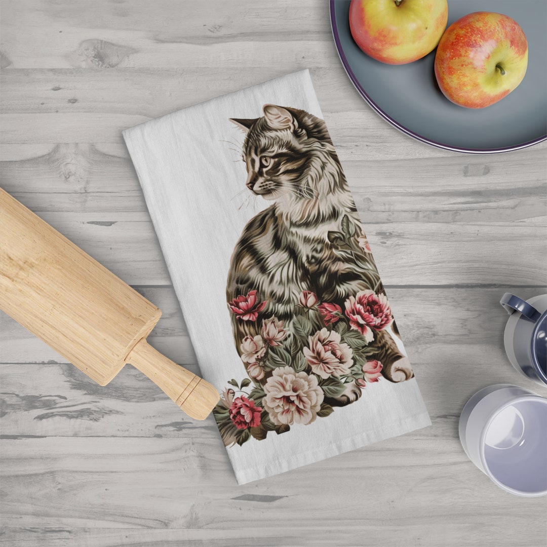 Cat Tea Towel for Cat Lover Birthday Gift for Grandma, Thank You Gift ...