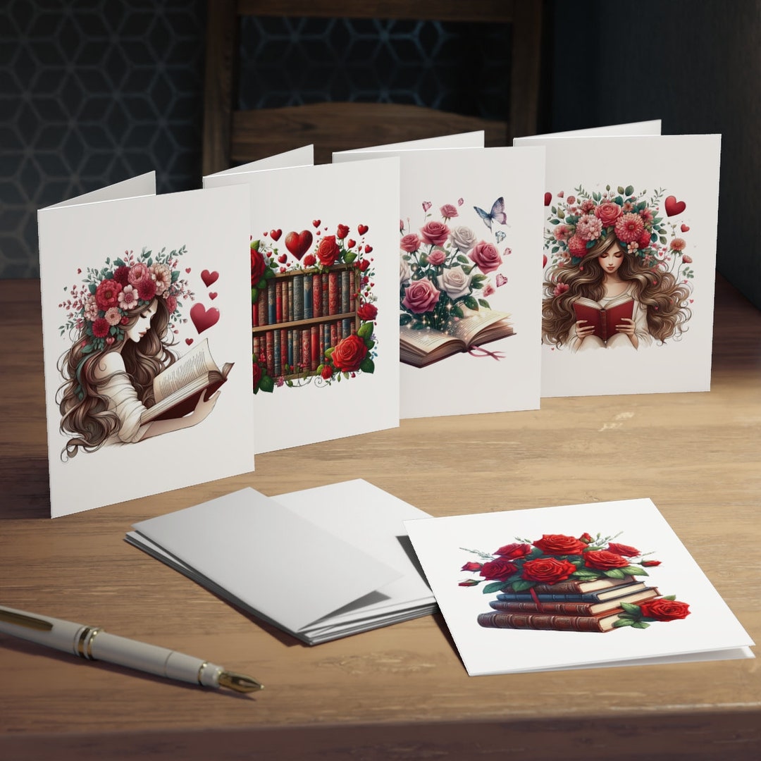 Valentine Greeting Card Set for Book Lovers Bookish Valentines Bookish ...