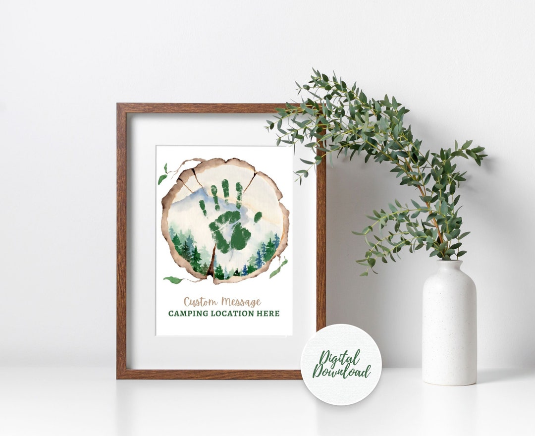 Camping Handprint Art Craft for Toddlers, DIY Hand Print Baby Keepsake ...