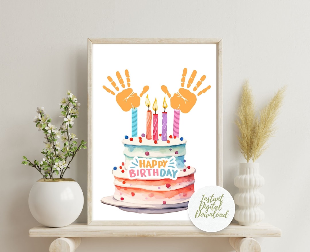 Handprint Art Craft for Kids, DIY Hand Print Baby Keepsake Printable ...