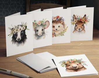 Birthday Card Set, Animal Greeting Cards, Watercolor Cards - Etsy
