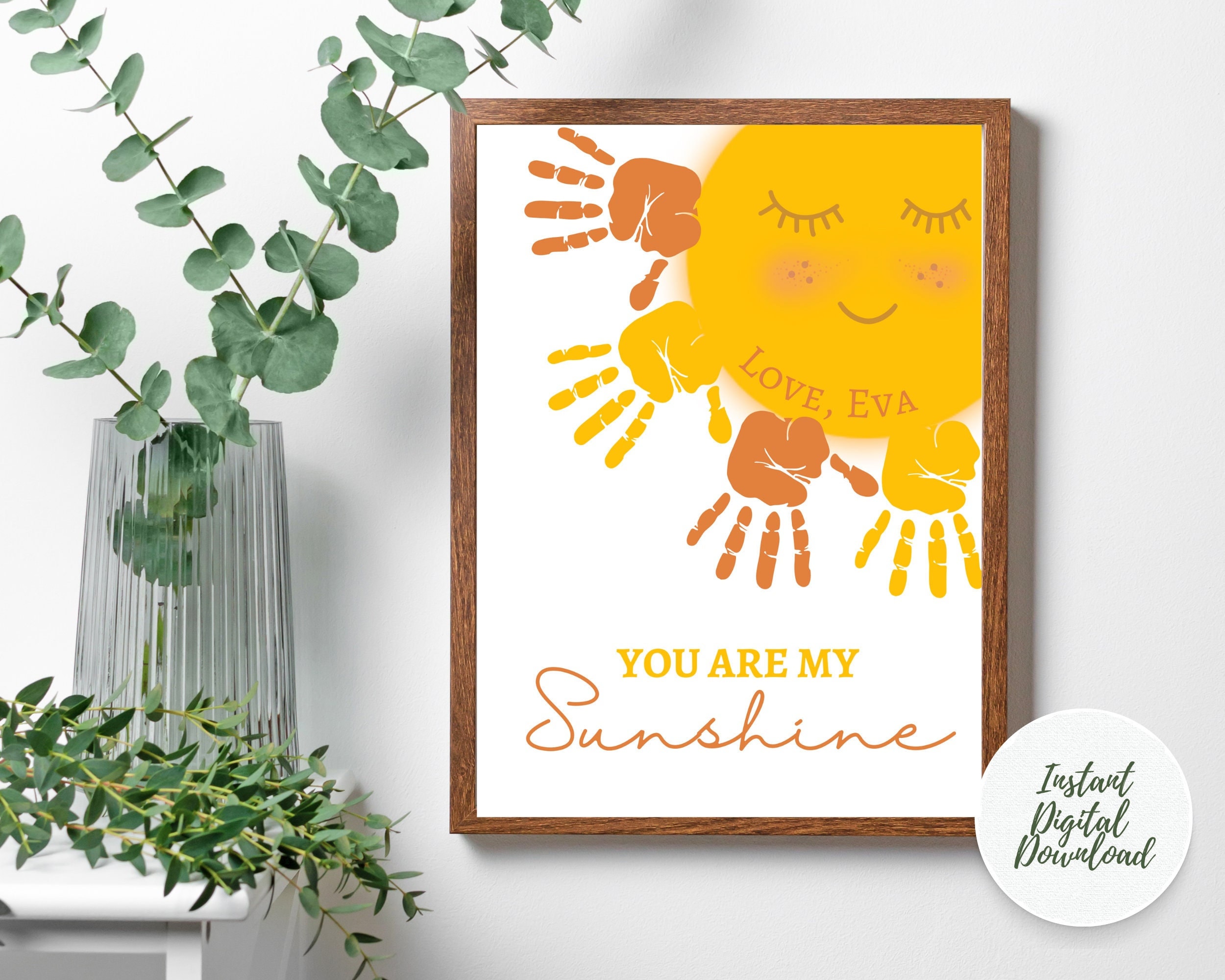 Handprint Art Craft for Kids, DIY Hand Print Template Baby Keepsake ...