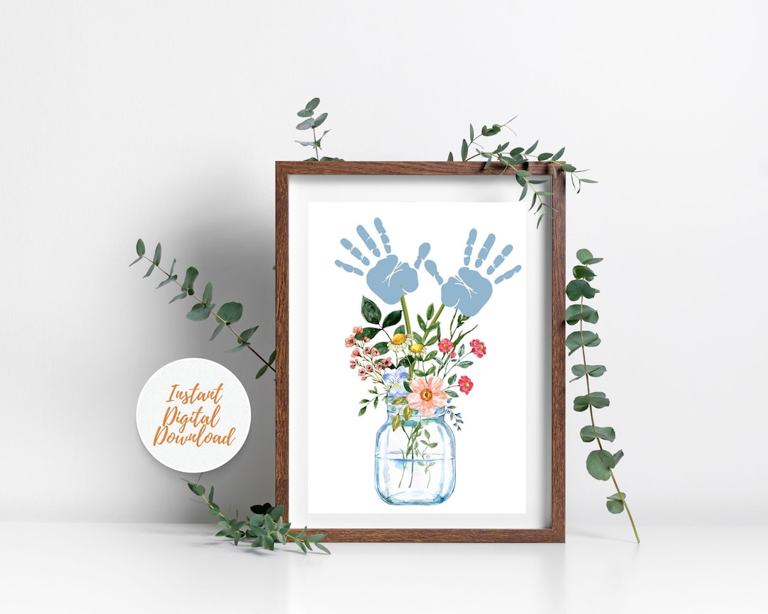 Handprint Bouquet Gift for Grandma, Gift for Mom Handprint Flower ...