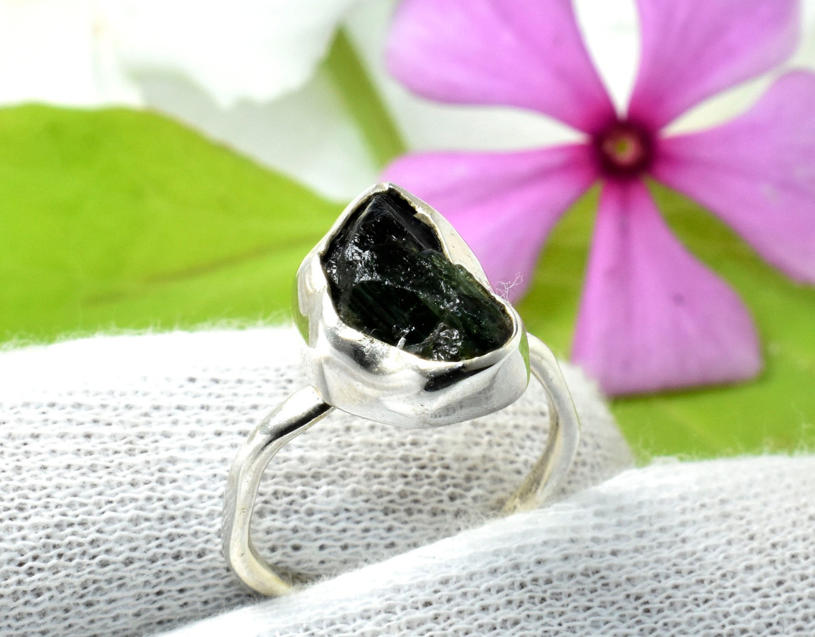 Black Tourmaline Rough Ring Natural Raw Tourmaline Ring 925 - Etsy