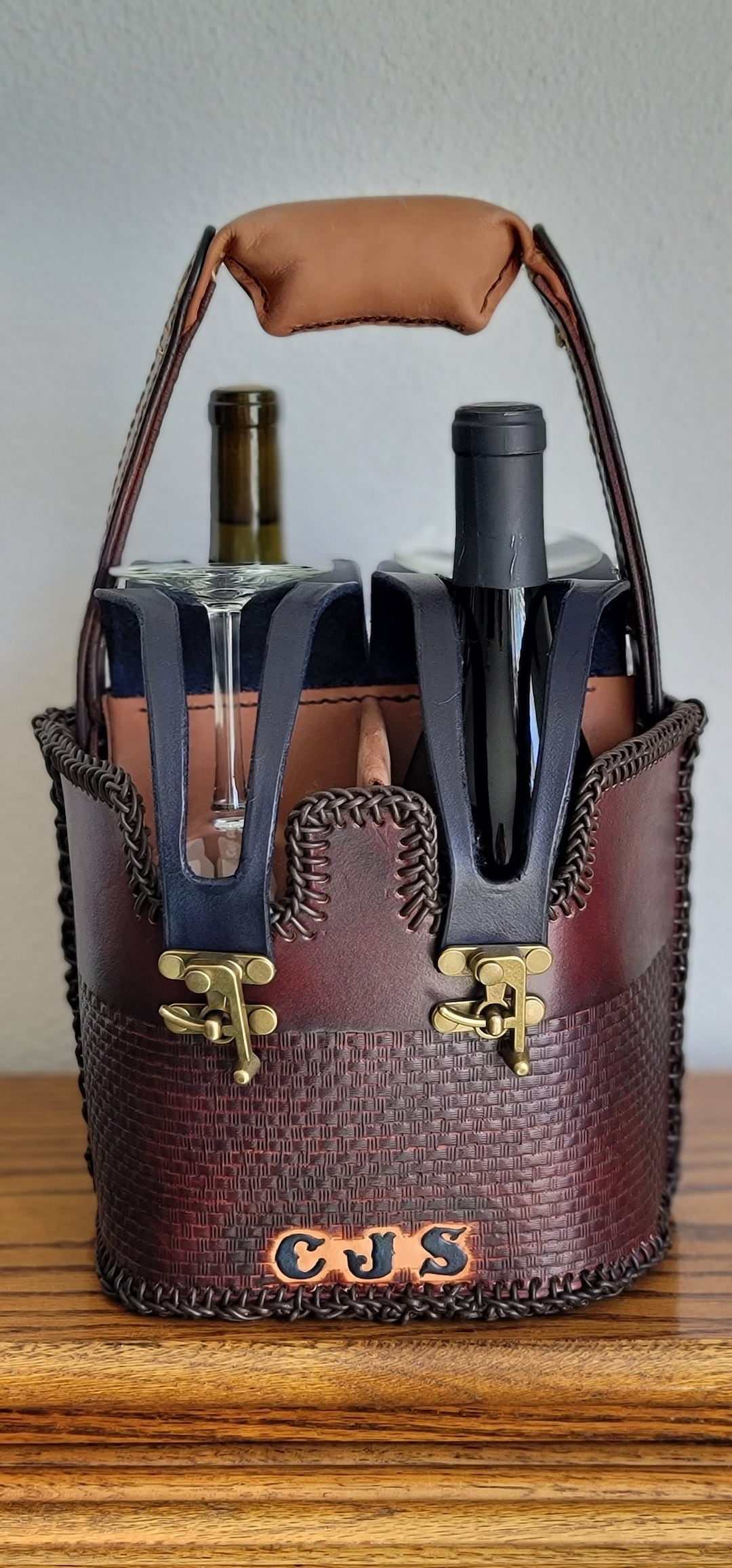 Leather Wine Caddy - Etsy
