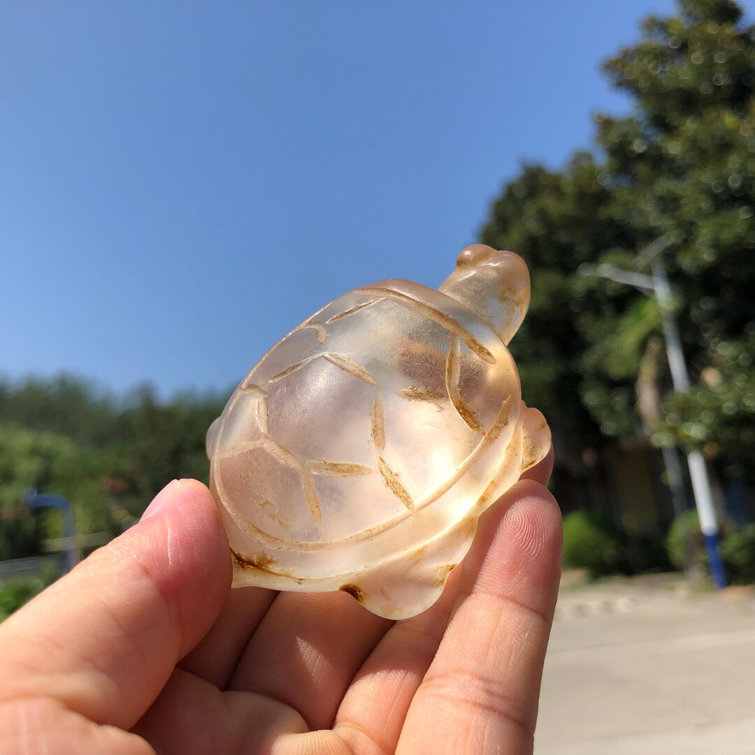 Crystal Transparent Sea Turtle Statue Hand-carved Crystal Quartz ...