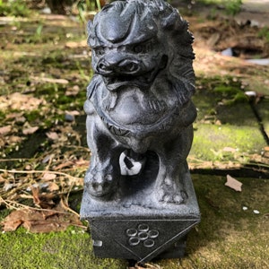 Blue Stone Fu Foo Dogs Guardian Lion Statues, Pair of Beijing Lions ...
