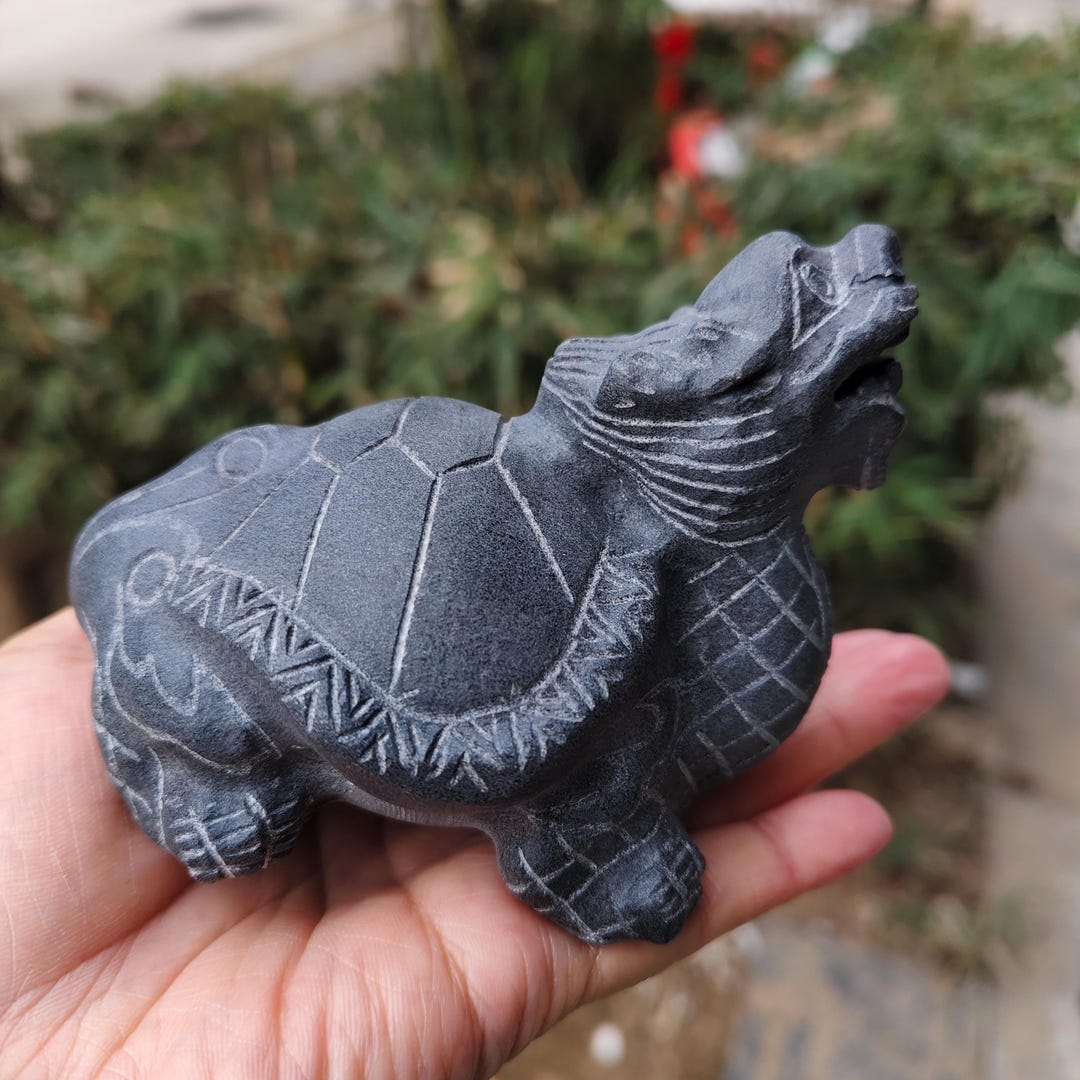 Bluestone Carved Fengshui Dragon Turtle Statue,vintage Lucky Loong ...