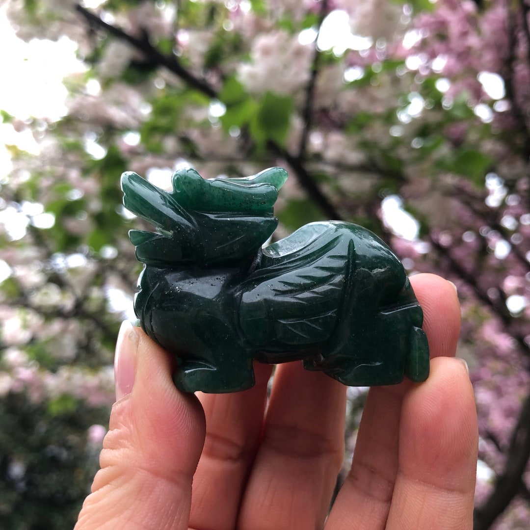 2 '' Healing Reiki Nephrite Stone Carved Jade Wealth Pixiu Statue Green ...