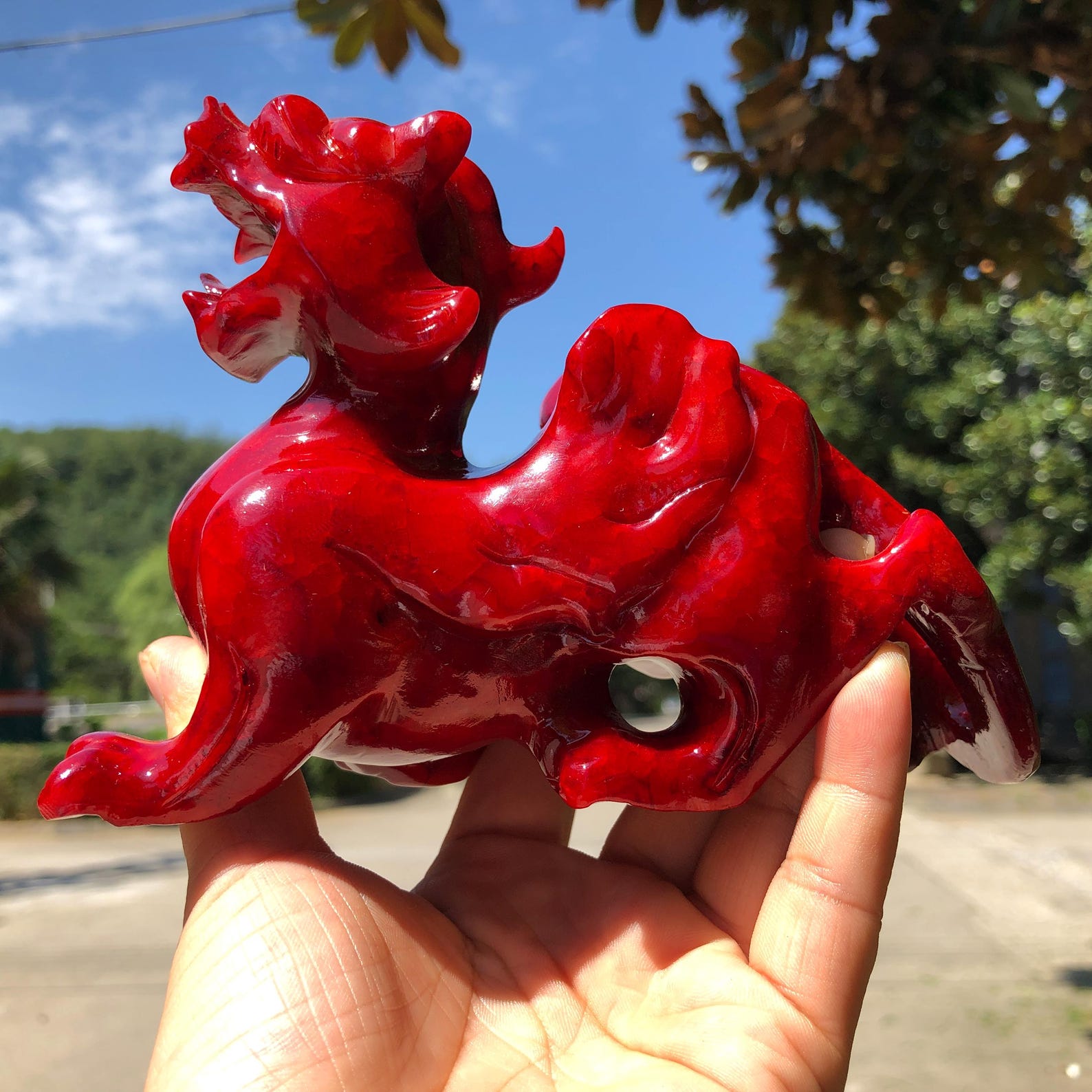 Pair of Red Jade Feng Shui Pi Yao/pi Xiu Statue for Wealth Good Luck ...