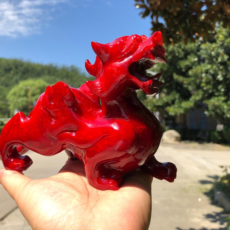 Pair of Red Jade Feng Shui Pi Yao/pi Xiu Statue for Wealth Good Luck ...