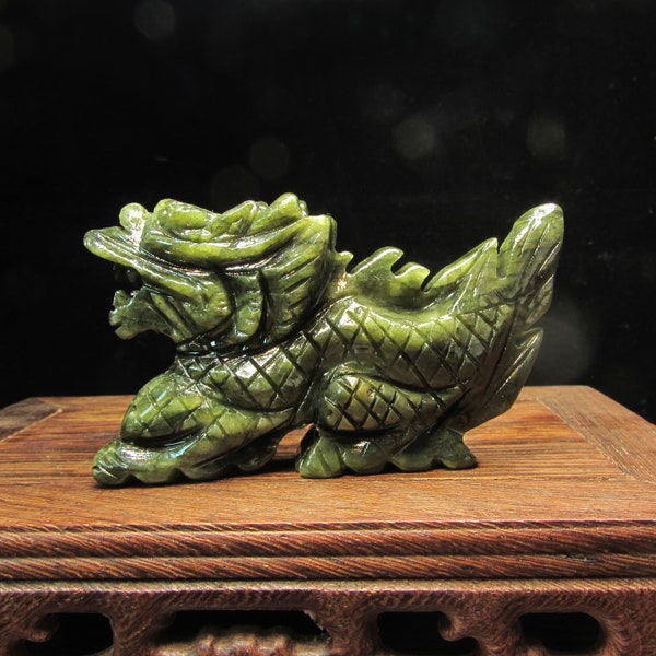 Natural Jade Dragon Statue - Etsy
