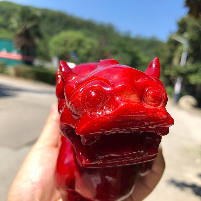 Pair of Red Jade Feng Shui Pi Yao/pi Xiu Statue for Wealth Good Luck ...