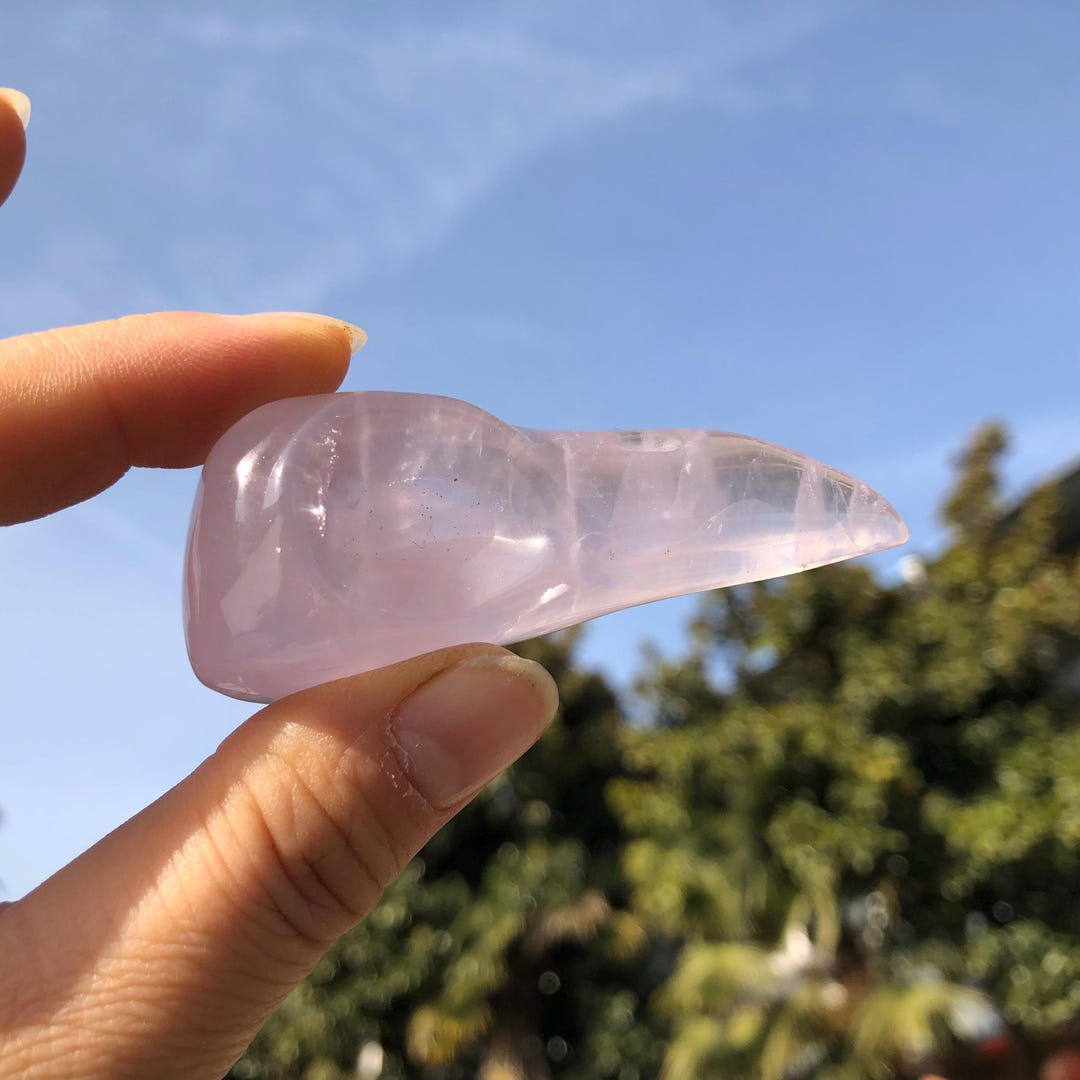 Get 1 Rose Quartz Bird Head Statue Pink Crystal Unique Gift Carved ...
