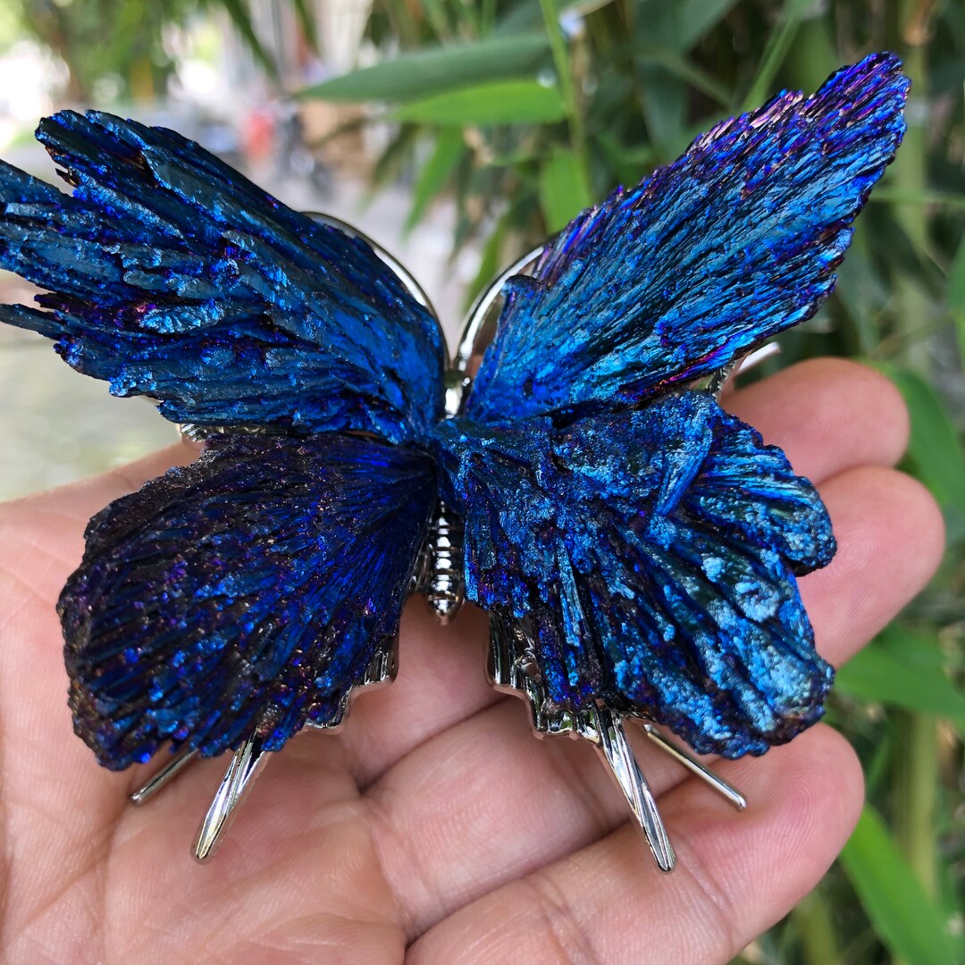 Blue Crystal Wings Butterfly With Metal Body, Vintage Christmas ...