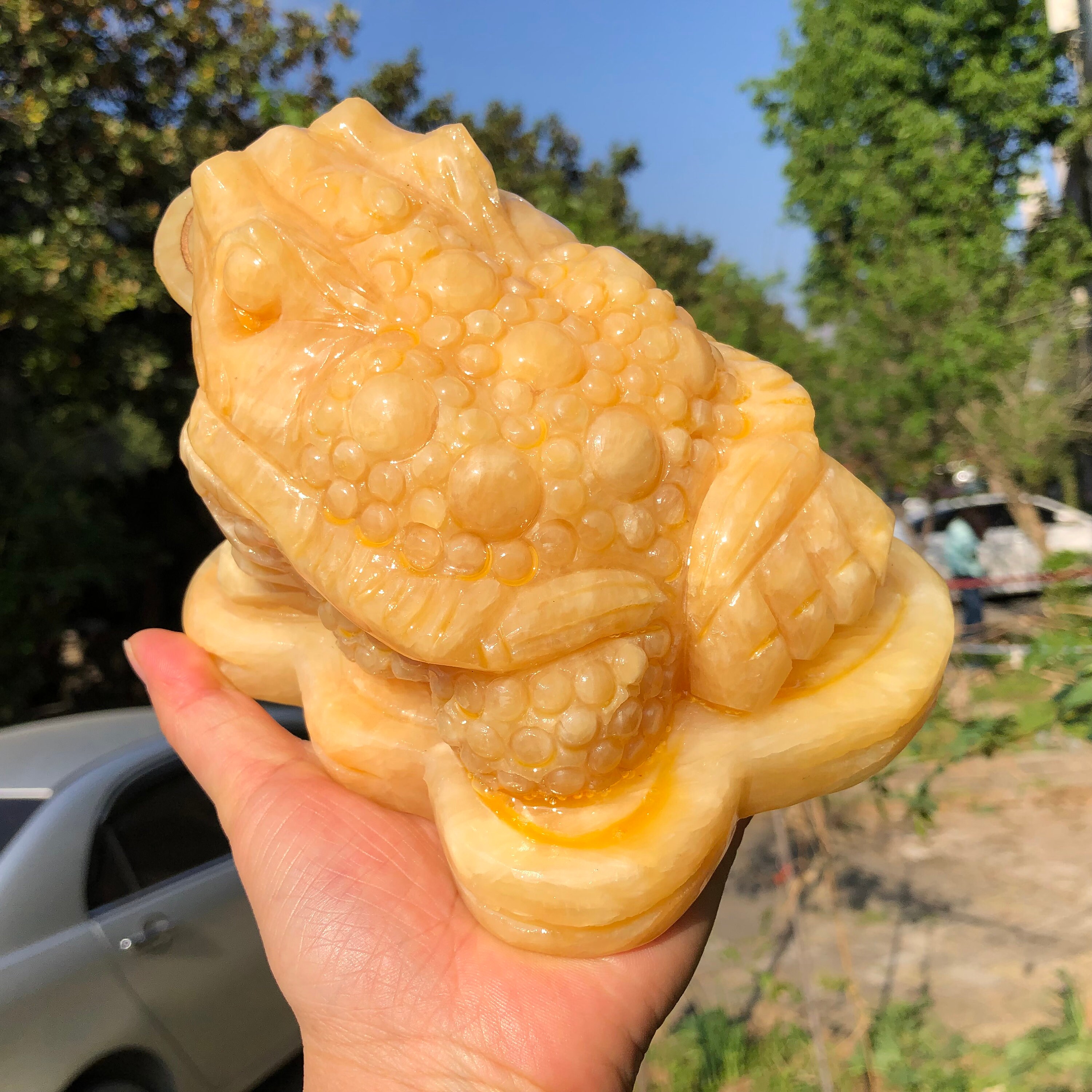 Nice Nephrite Carved Jade Wealth Toad Sculpture Natural Yellow Crystal ...