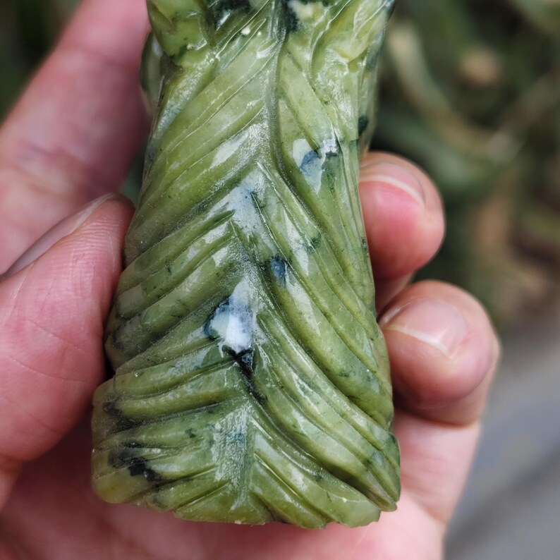 Hand Carved Green Jade Horse Head Statue Crystal Animal Home Feng Shui ...