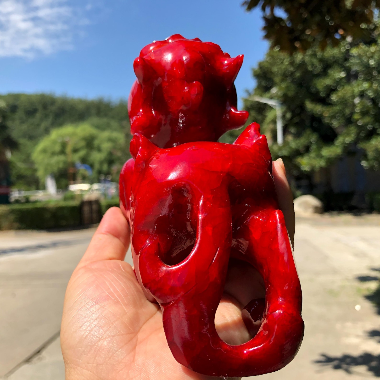 Pair of Red Jade Feng Shui Pi Yao/pi Xiu Statue for Wealth Good Luck ...