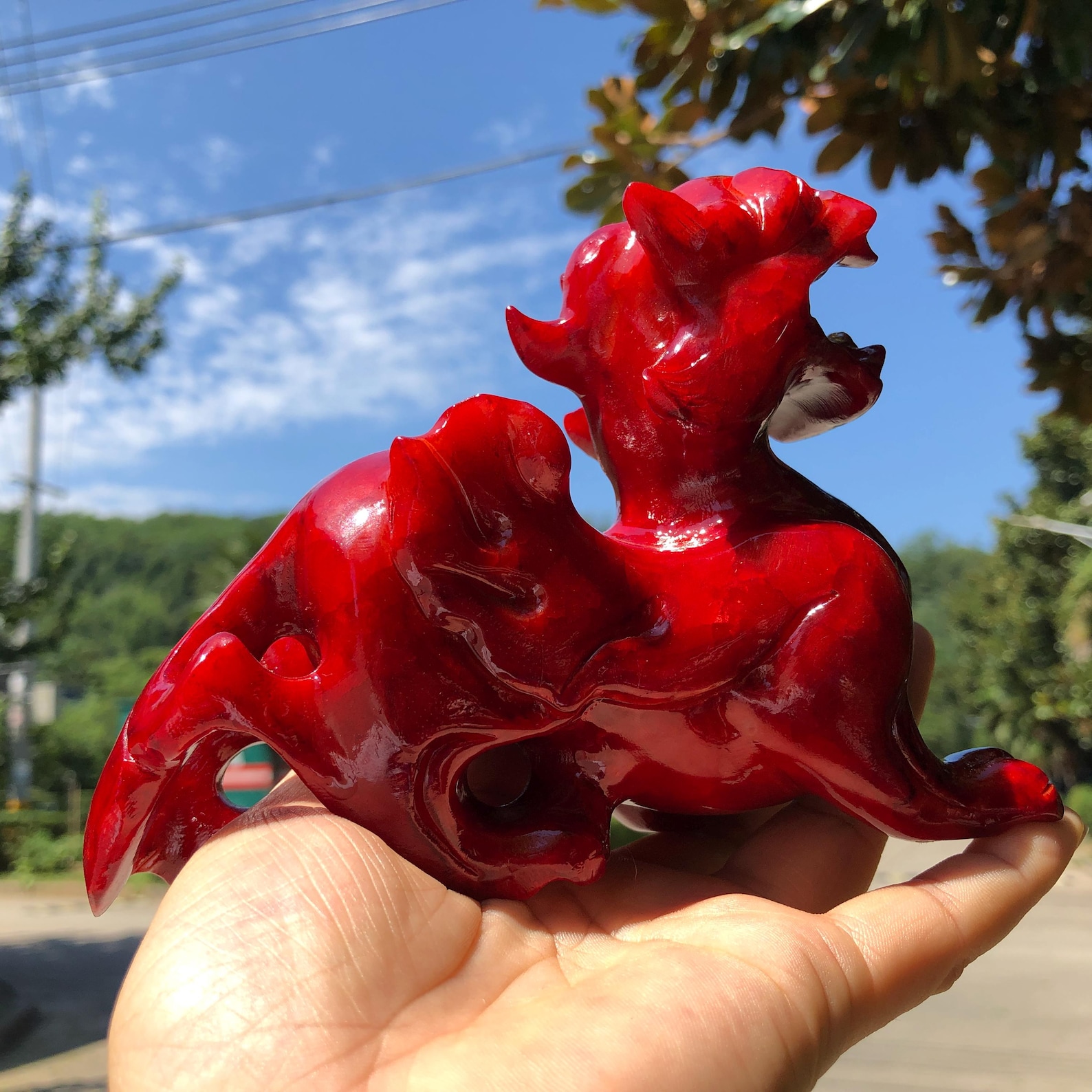 Pair of Red Jade Feng Shui Pi Yao/pi Xiu Statue for Wealth Good Luck ...