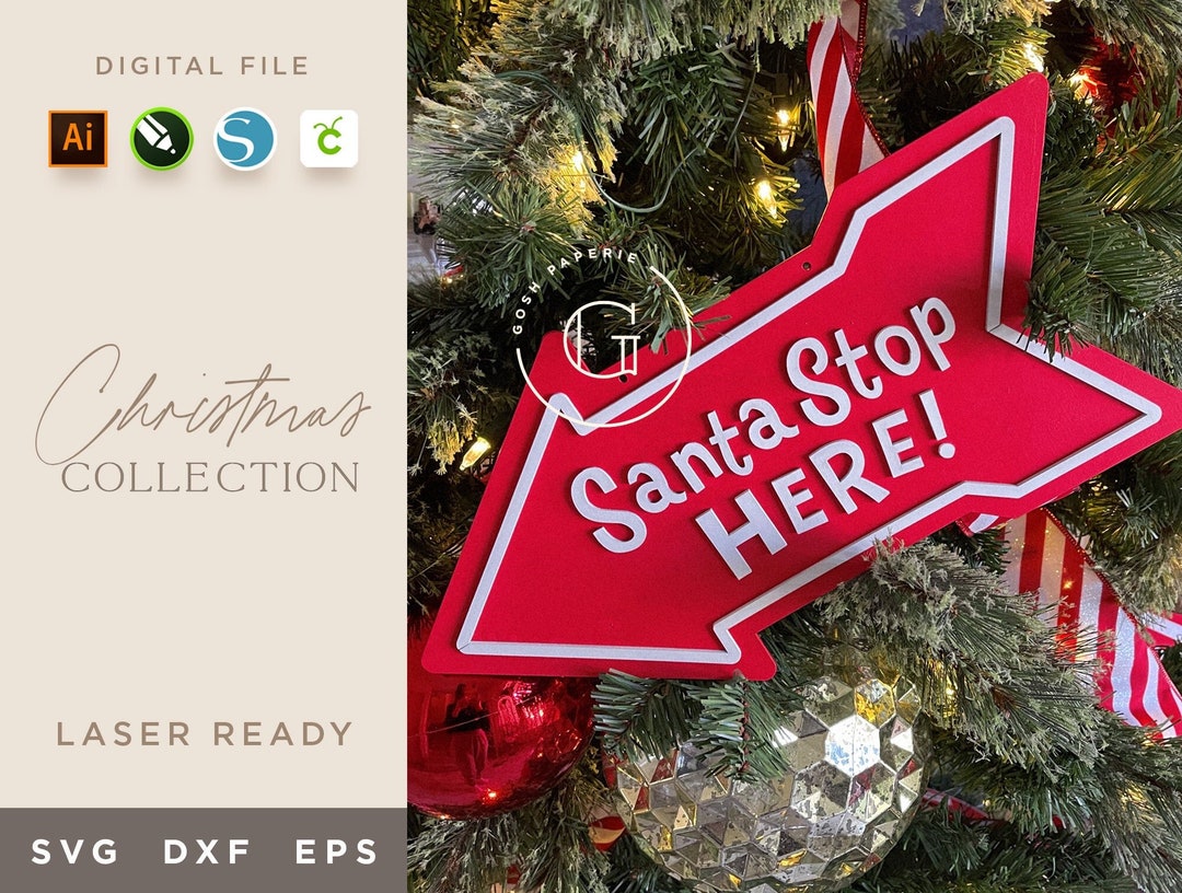 Santa Stop Here SVG, Santa Stop Here Sign SVG, Christmas Door Sign SVG ...