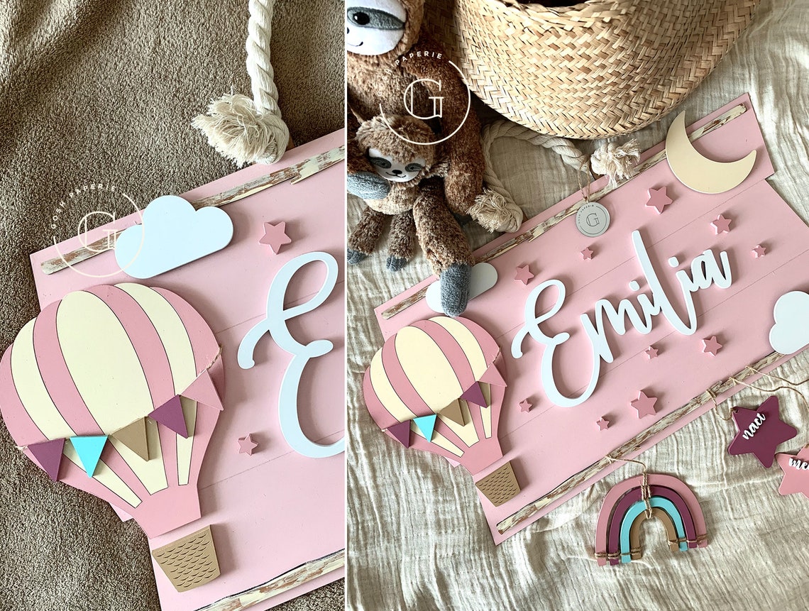 Letrero de madera, letrero de bebé, letrero de globo aerostático, SVG ...