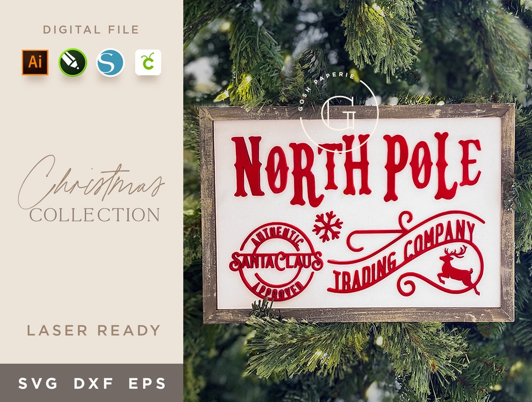 North Pole Sign SVG, Cut File, North Pole, Christmas Decor, Laser Cut ...